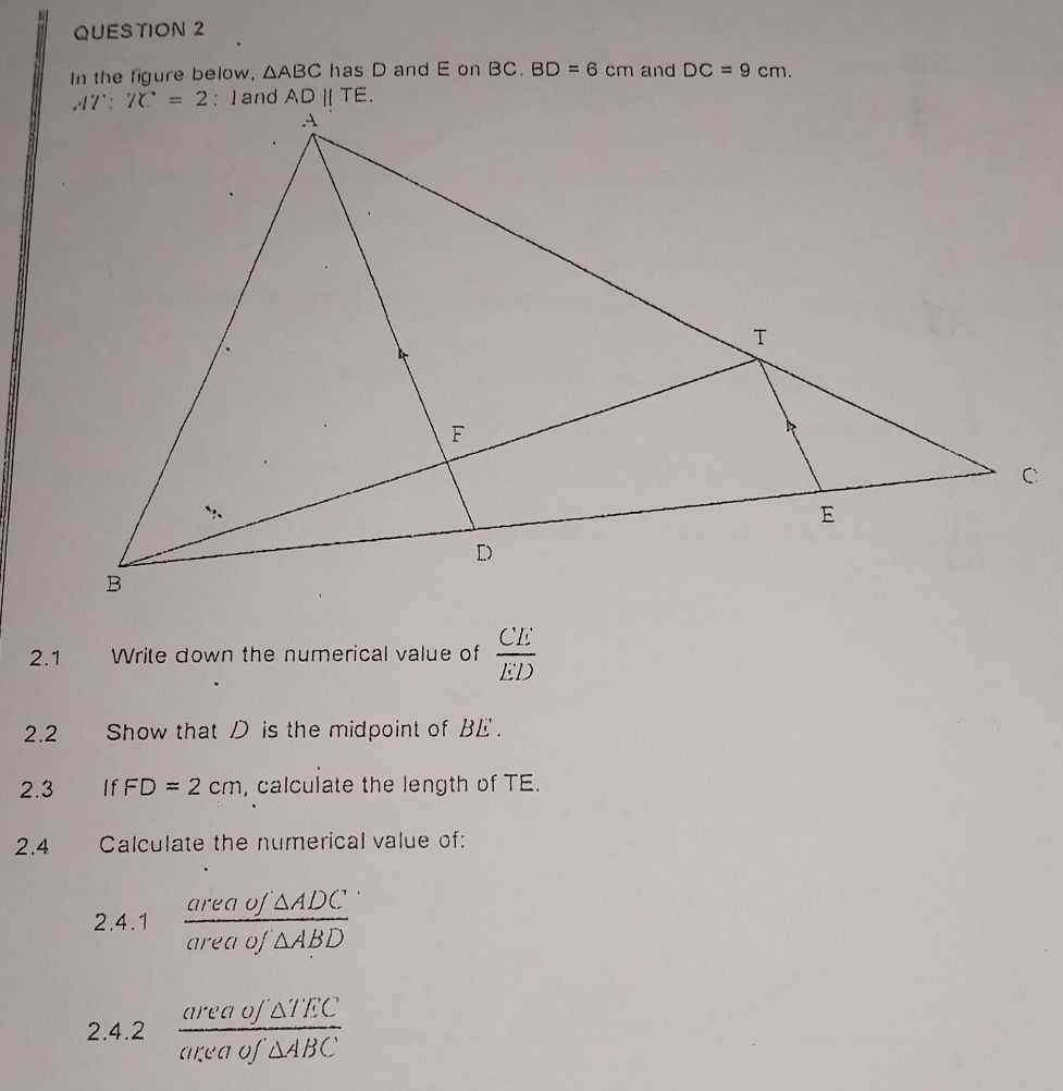 In the figure below, \( ABC\) has D and E | StudyX