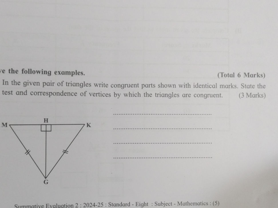 In the given pair of triangles write | StudyX