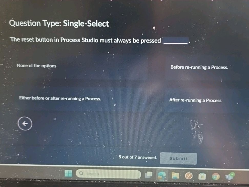 The reset button in Process Studio must | StudyX