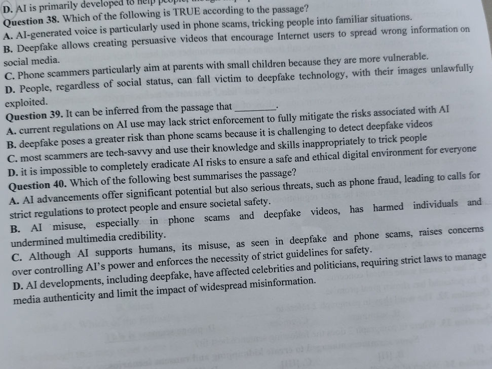 Question 38. Which of the following is TRUE | StudyX