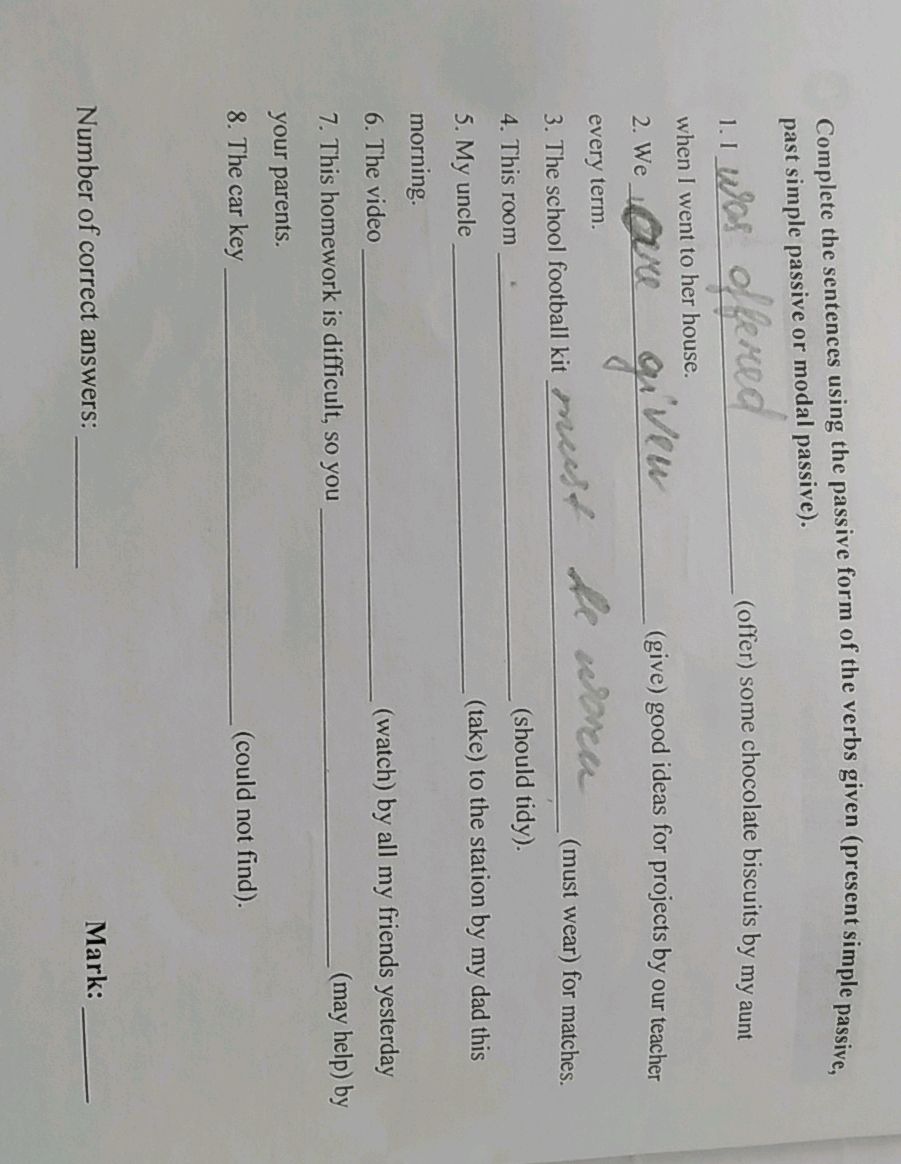 Complete the sentences using the passive | StudyX