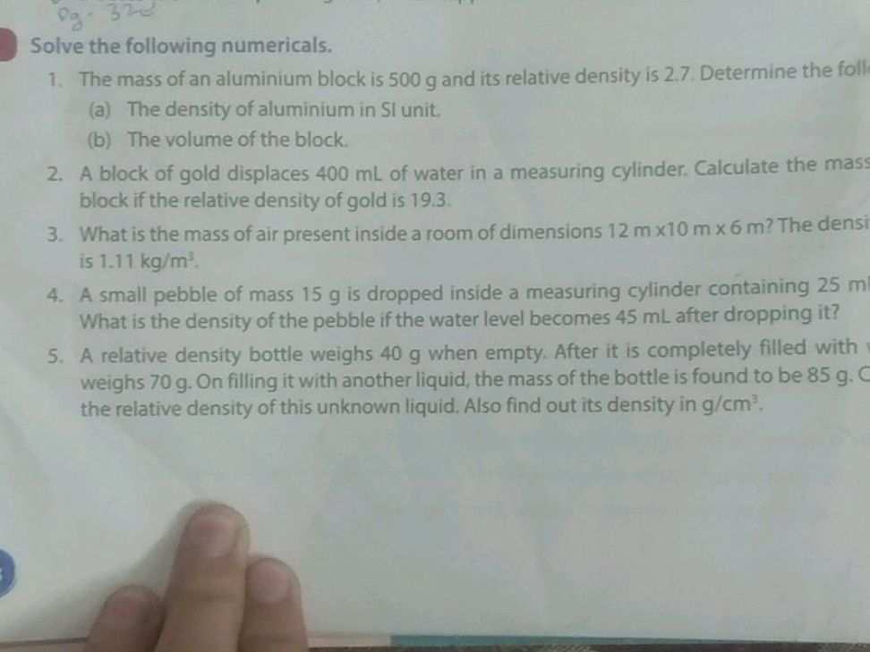 Solve the following numericals. 1. The mass | StudyX