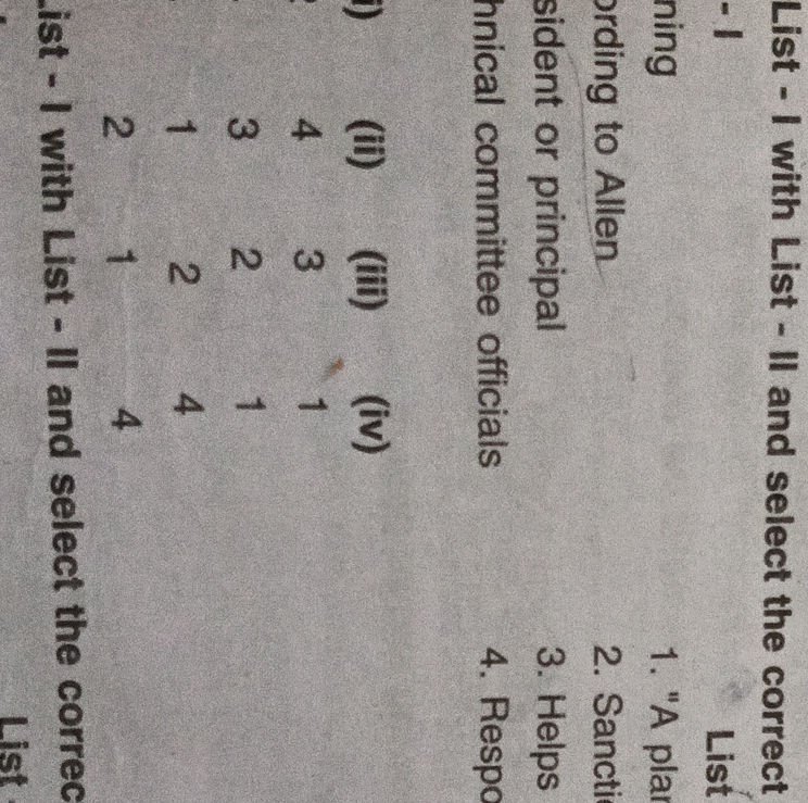 List - I with List - II and select the | StudyX