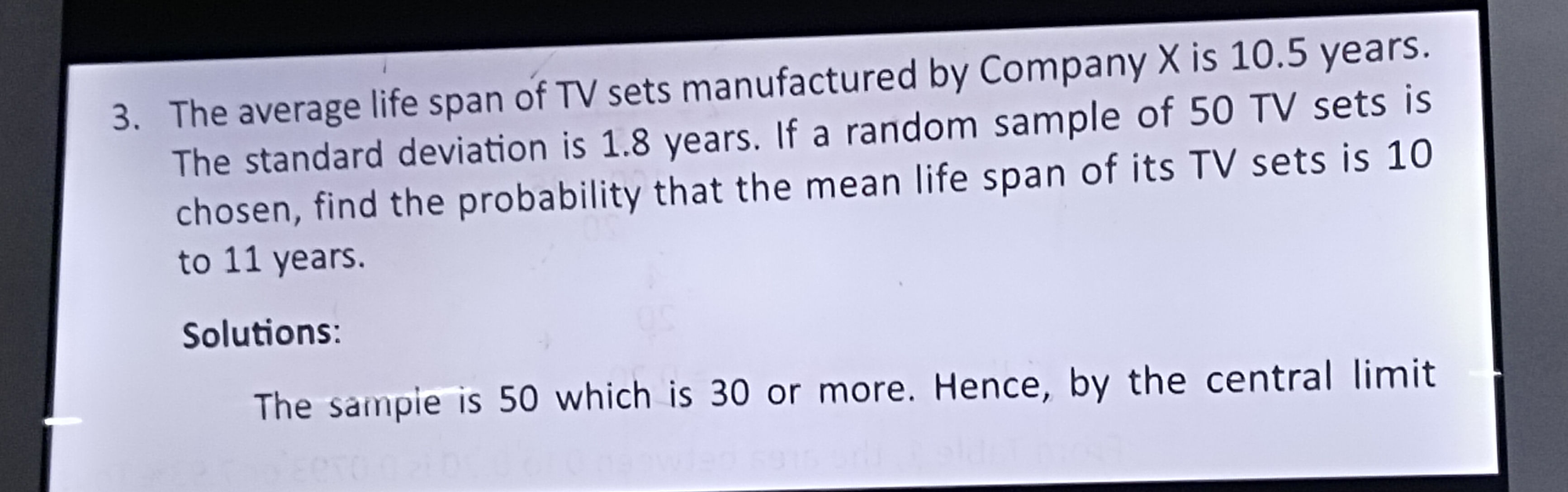 3. The average life span of TV sets | StudyX