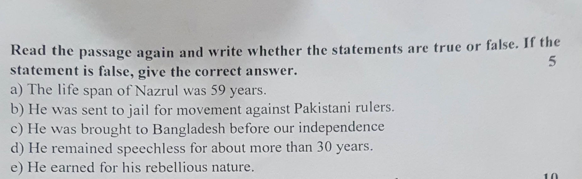 Read the passage again and write whether the | StudyX