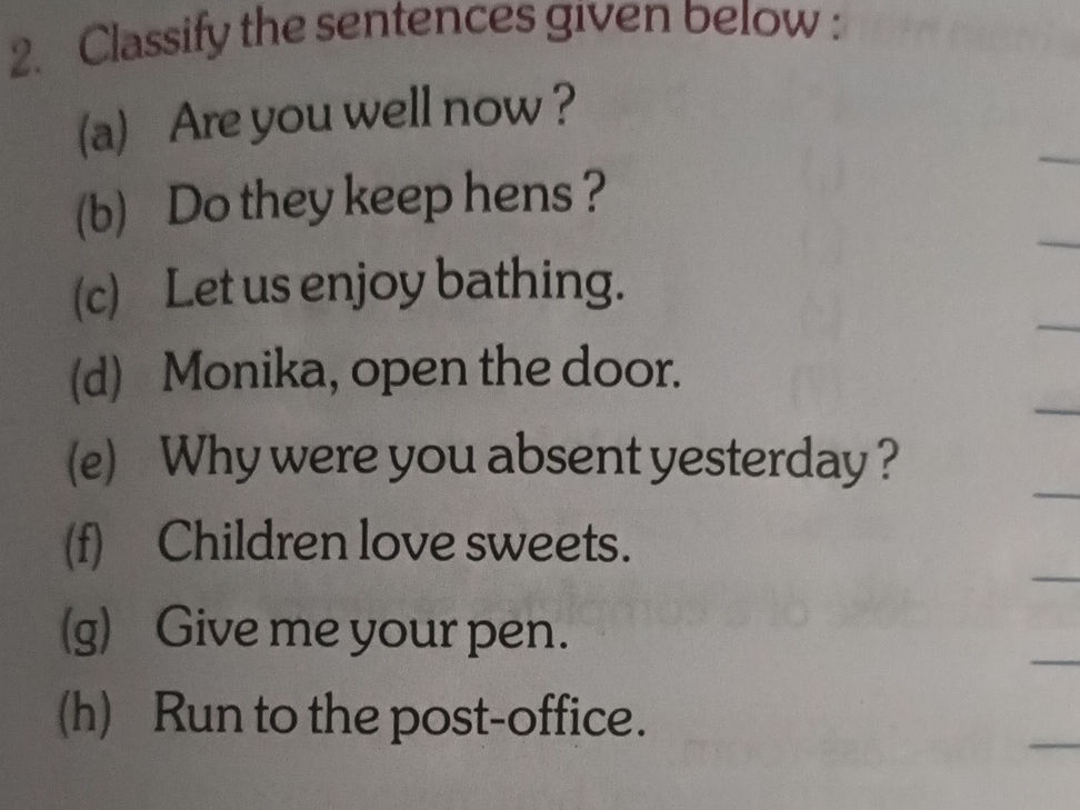 2. Classify the sentences given below: (a) | StudyX