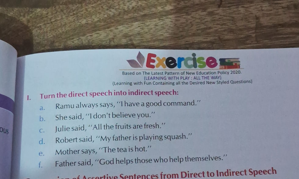 1. Turn the direct speech into indirect | StudyX