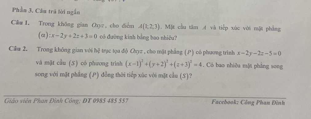 Câu 1. Trong không gian Oxyz, cho điểm | StudyX
