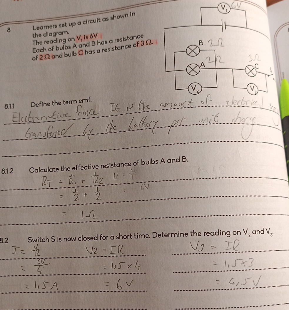 Learners set up a circuit as shown in the | StudyX