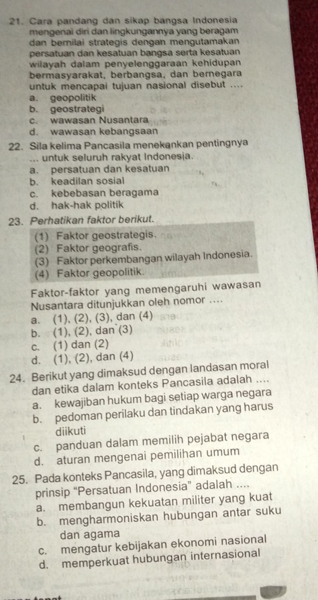21. Cara pandang dan sikap bangsa Indonesia | StudyX