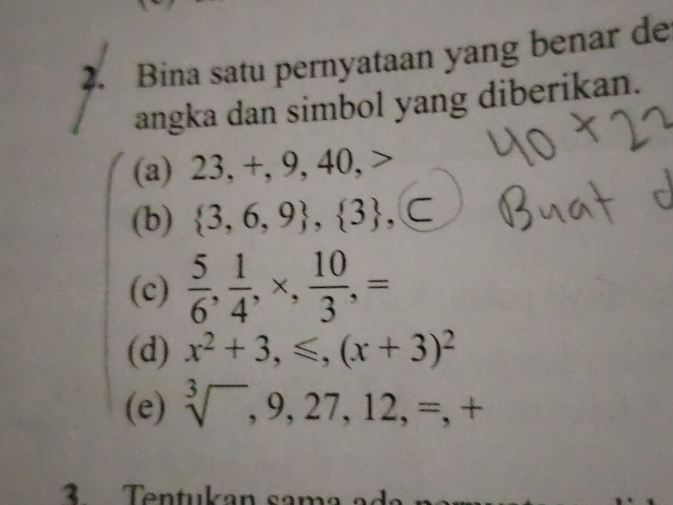 2. Bina satu pernyataan yang benar dengan | StudyX