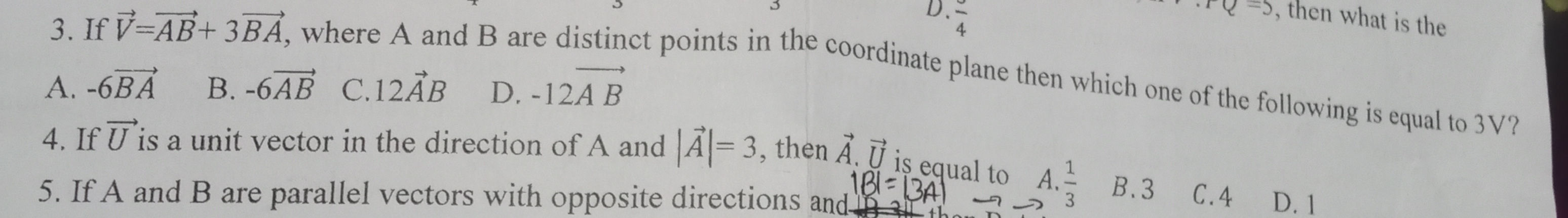 3. If ${V} = {AB} + 3{BA}$, where A and B | StudyX