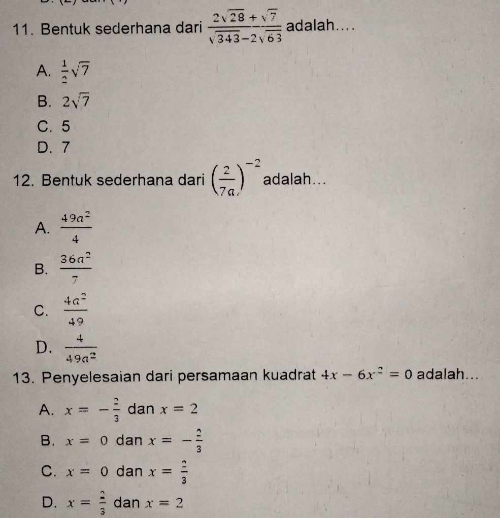 11. Bentuk sederhana dari $ {2 {28} + {7}}{ | StudyX
