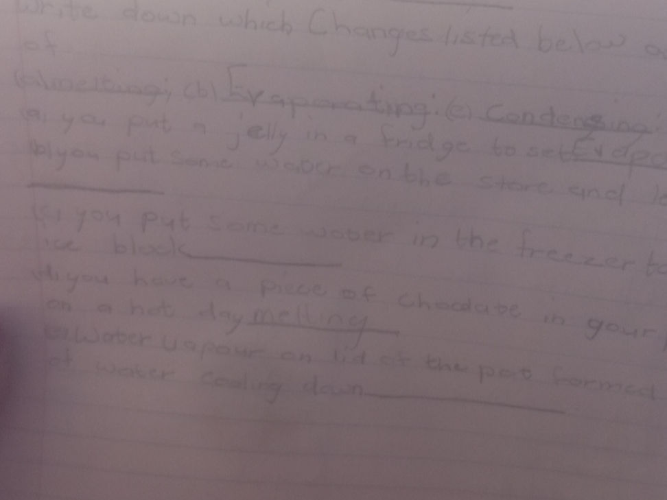 Write down which changes listed below of: | StudyX