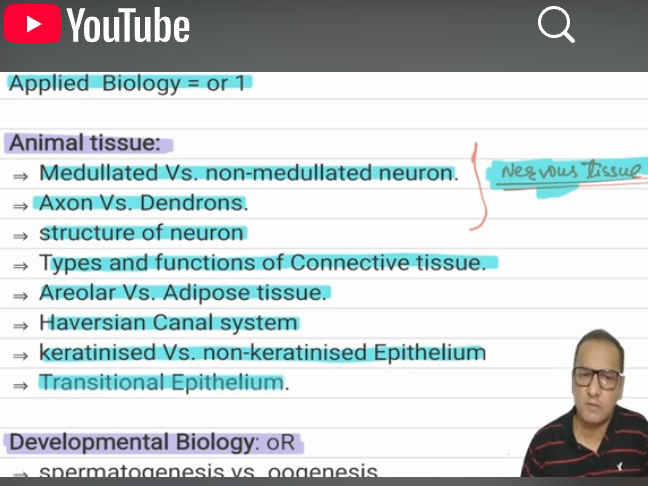 Animal tissue: Medullated Vs. | StudyX