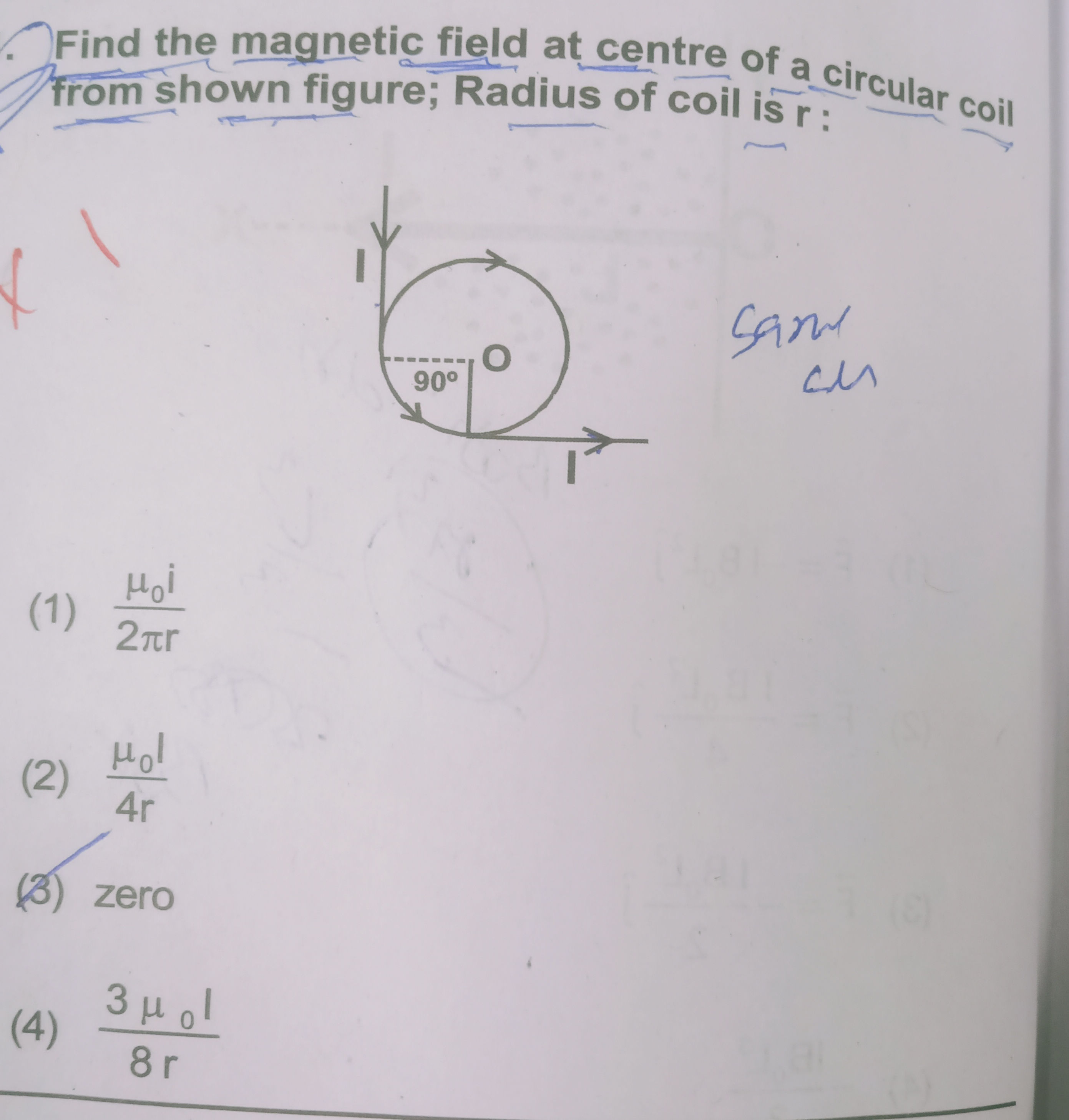 Find the magnetic field at centre of a | StudyX