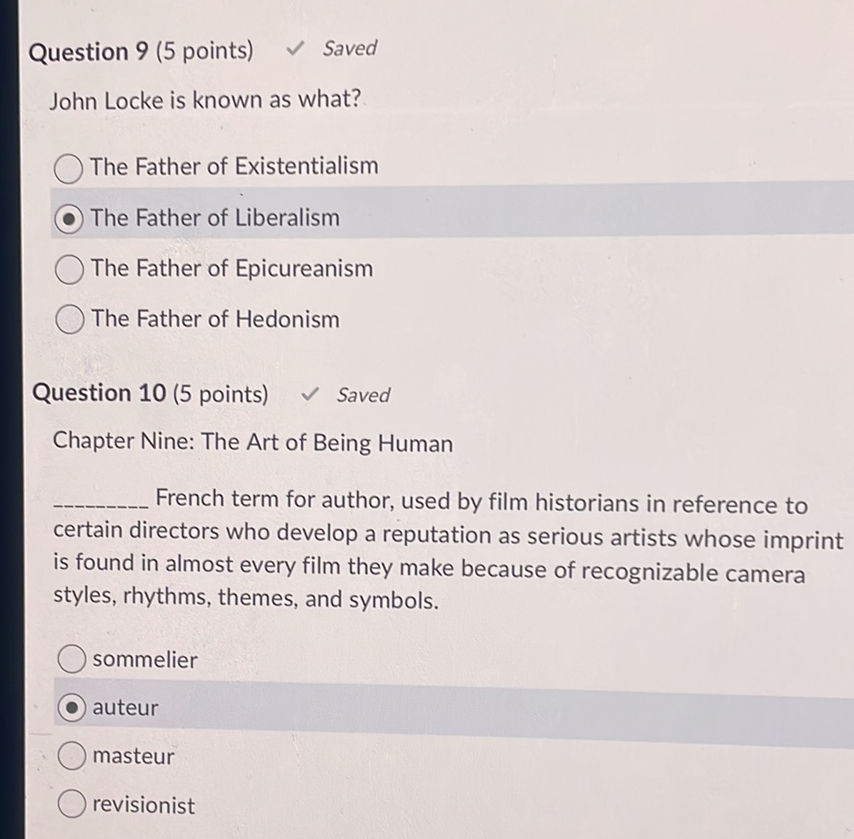 Question 9 (5 points) John Locke is known as | StudyX