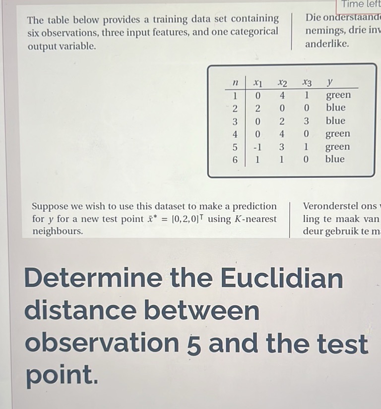 The table below provides a training data set | StudyX