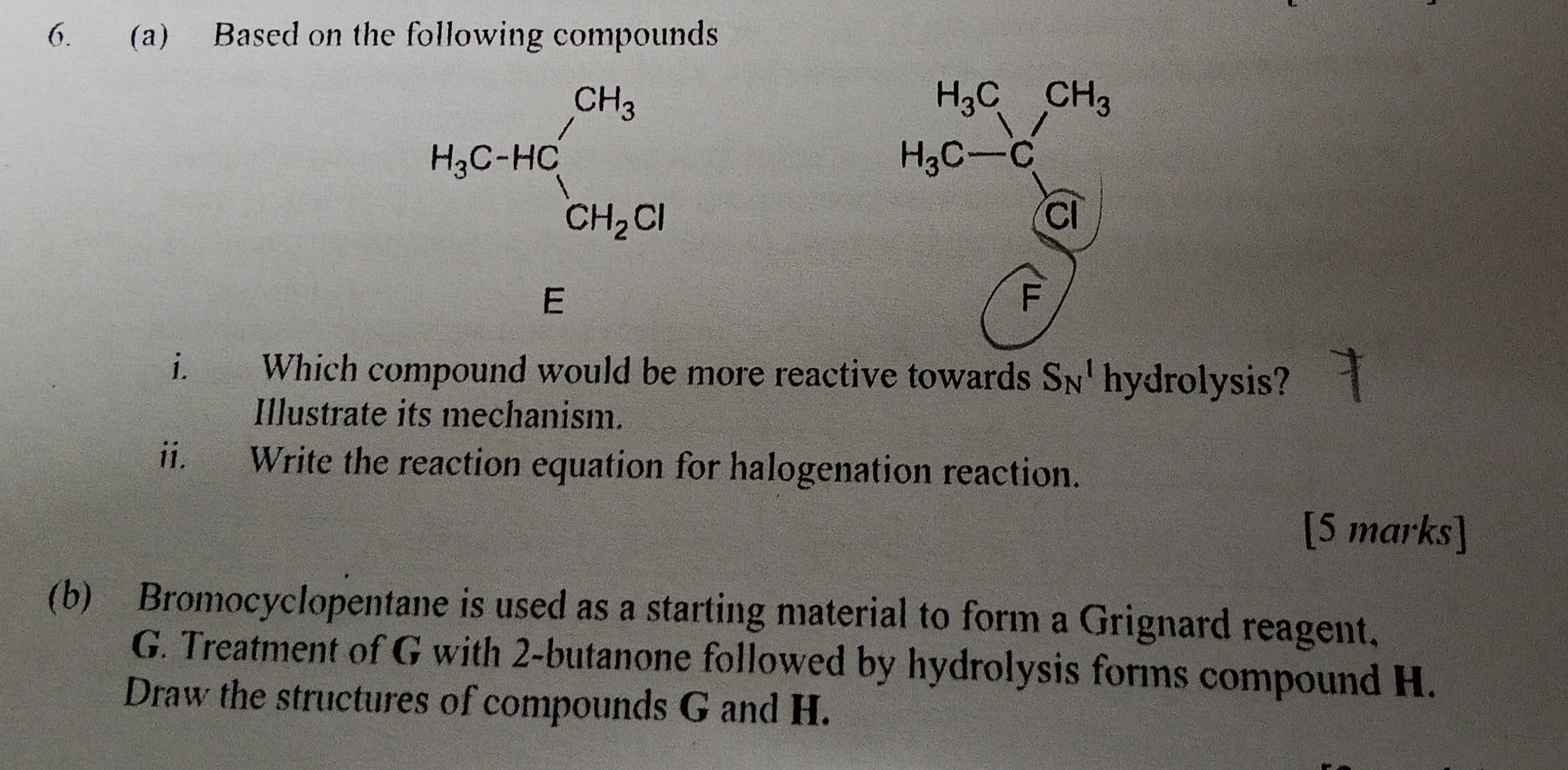 (a) Based on the following compounds ``` | StudyX