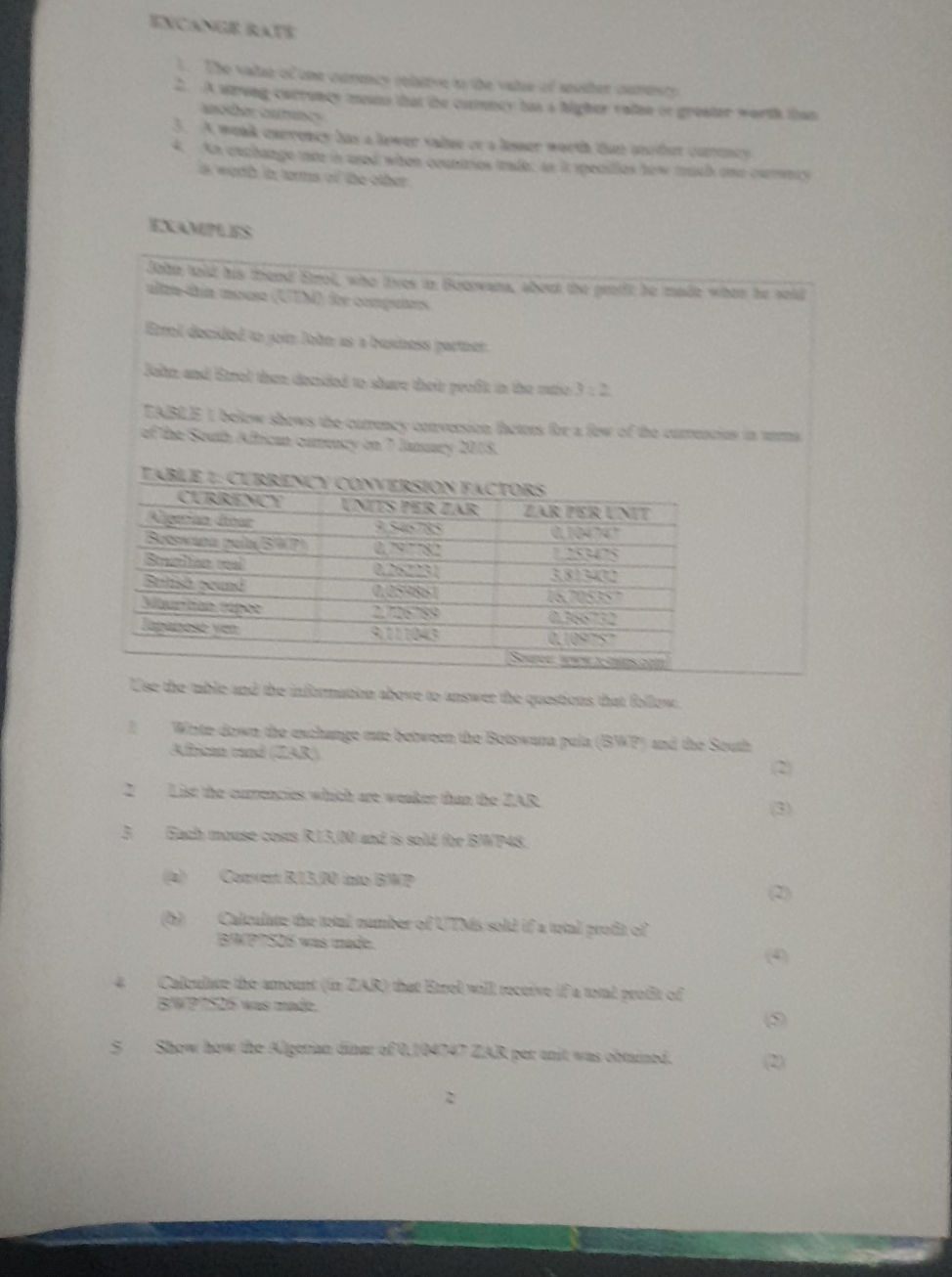 TABLE 2: CURRENCY CONVERSION FACTORS | | StudyX