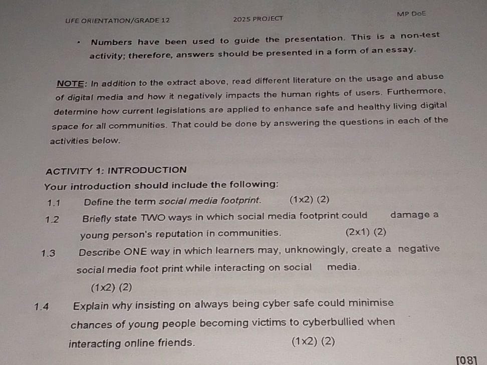 1. Define the term social media footprint. | StudyX