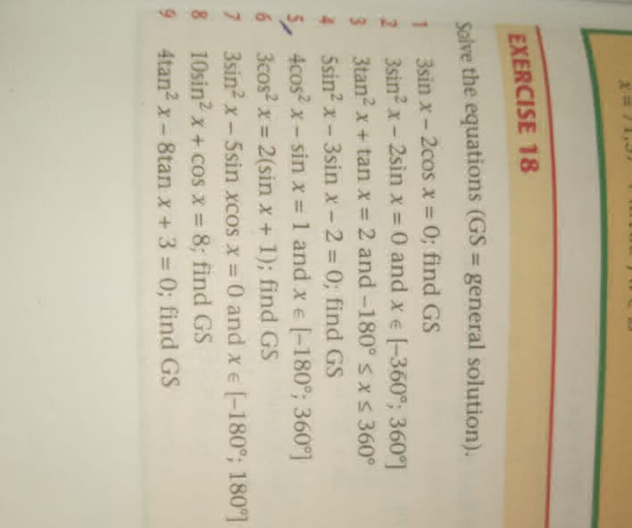 Solve the equations (GS = general solution). | StudyX