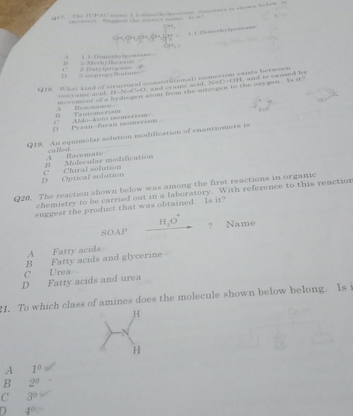 Q17. The IUPAC name 1,1-dimethylpentane, | StudyX