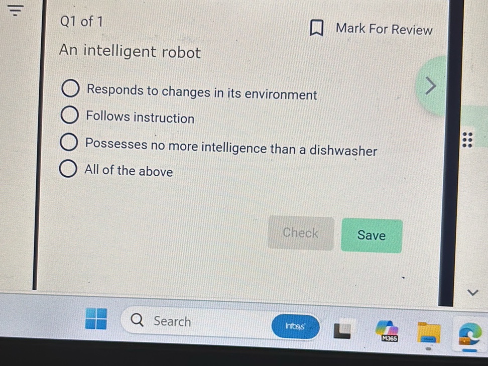 Q1 of 1 An intelligent robot Responds to | StudyX