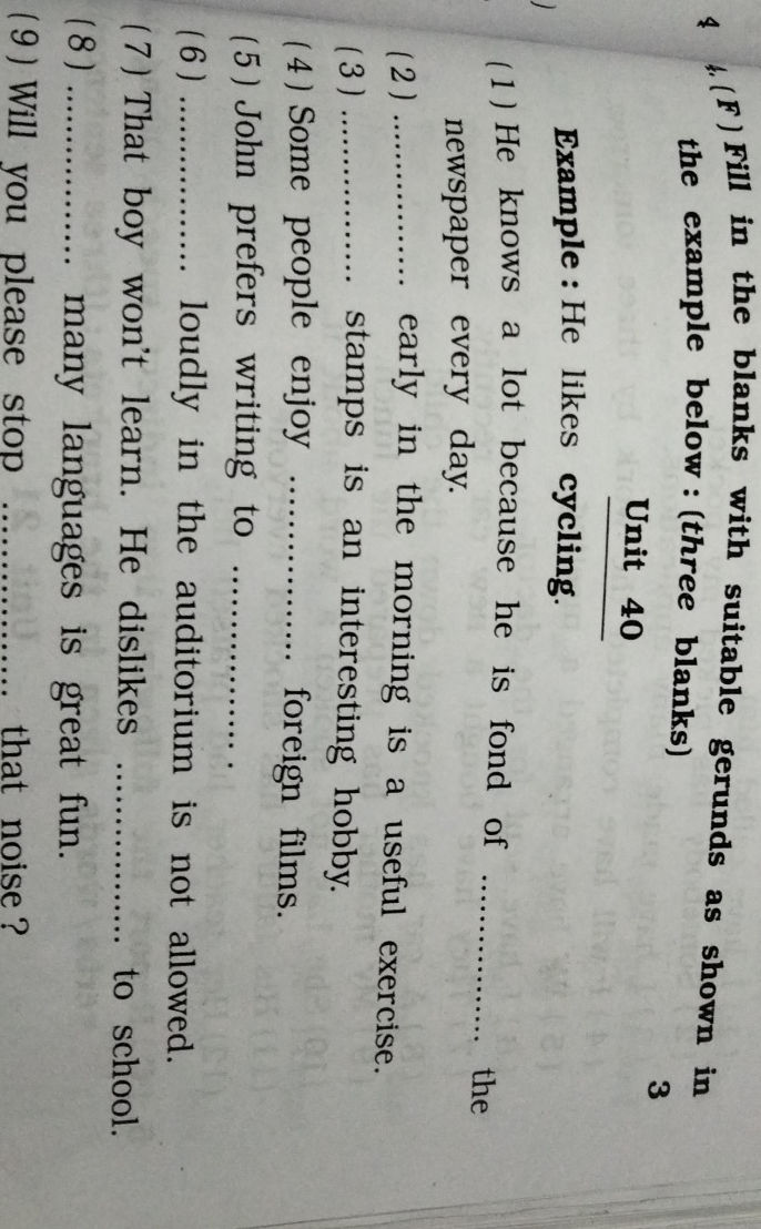 4 (F) Fill in the blanks with suitable | StudyX