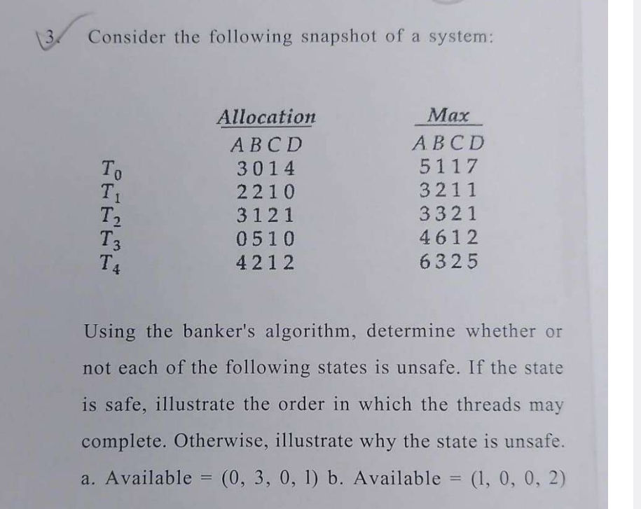 Consider the following snapshot of a system: | StudyX