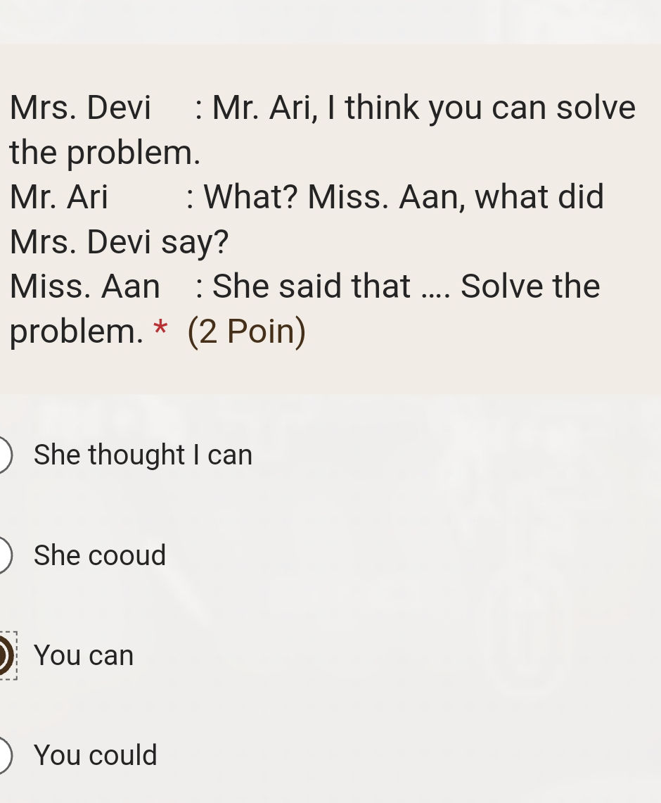 Mrs. Devi : Mr. Ari, I think you can solve | StudyX