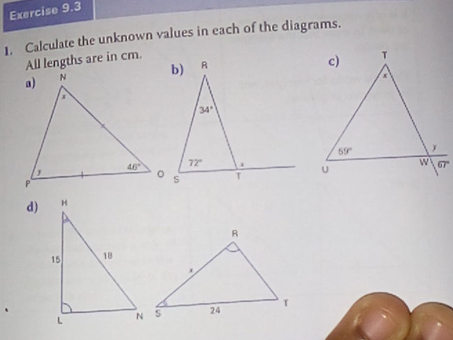 1. Calculate the unknown values in each of | StudyX