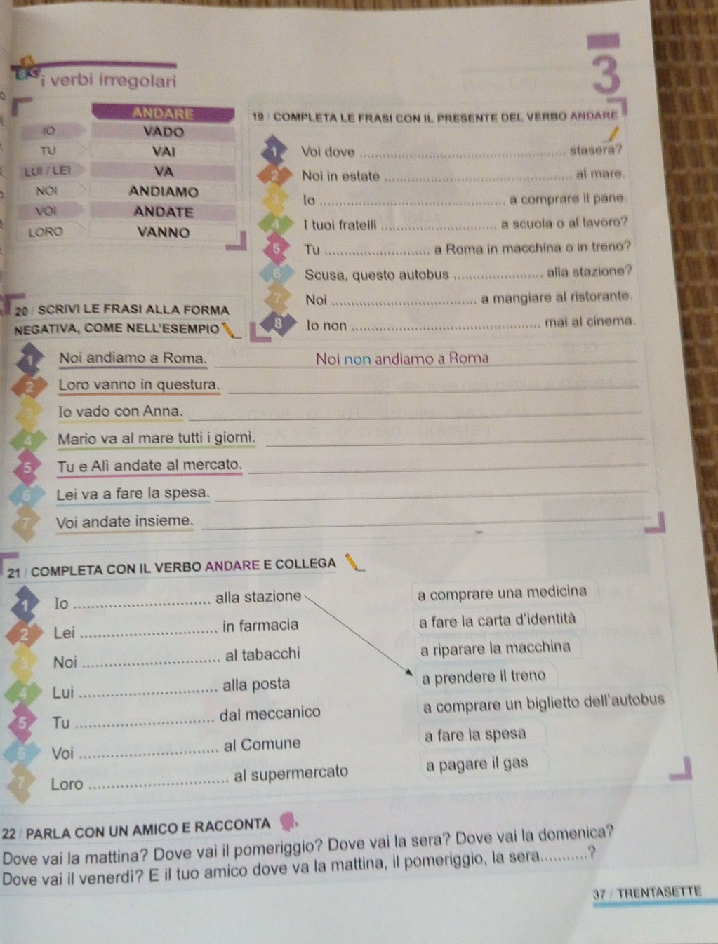 i verbi irregolari ANDARE IO VADO | StudyX