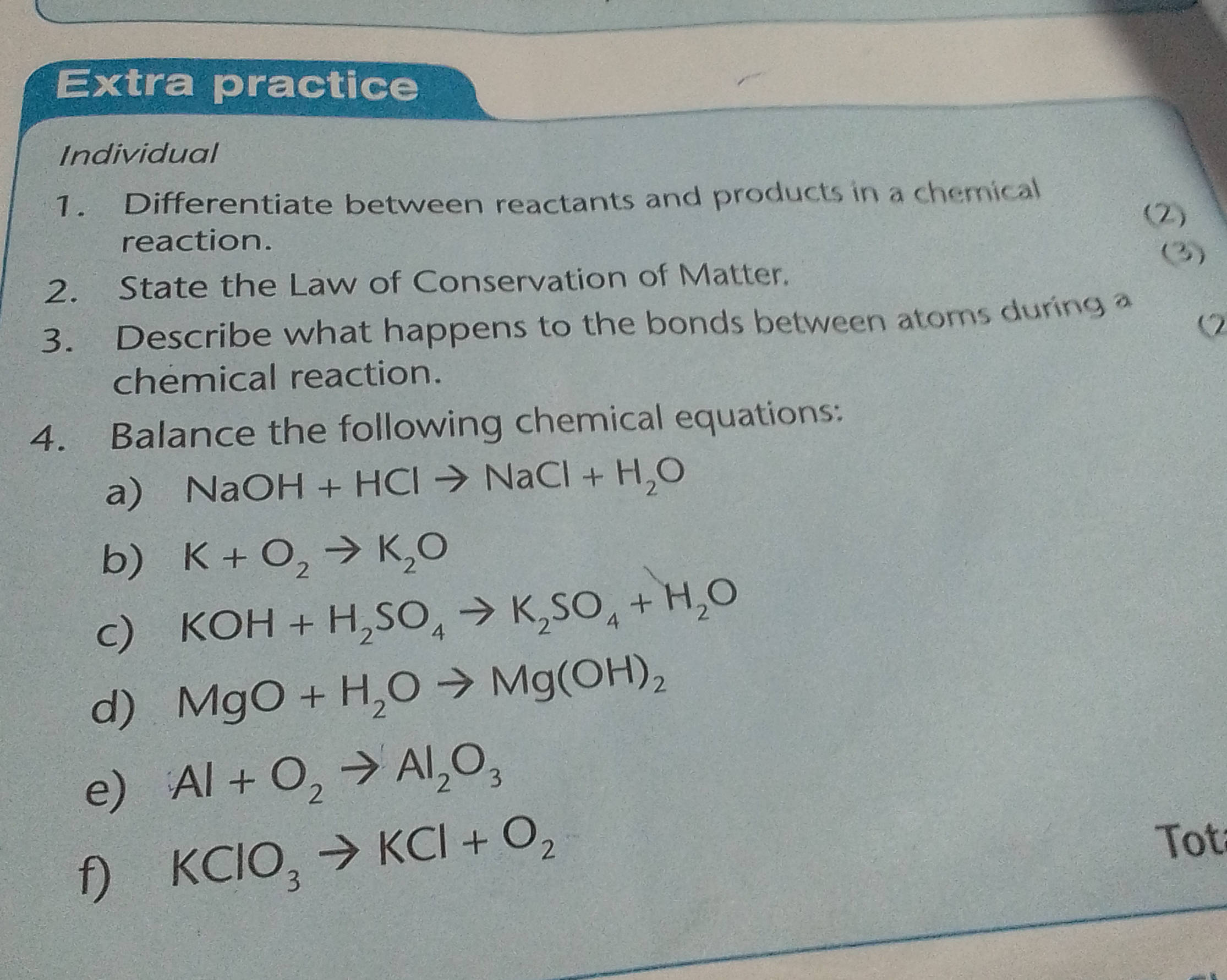 1. Differentiate between reactants and | StudyX
