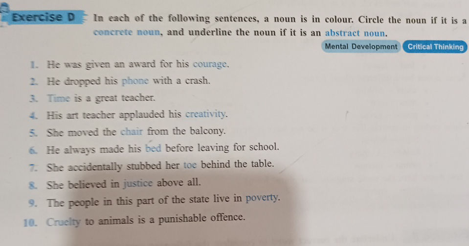 In each of the following sentences, a noun | StudyX