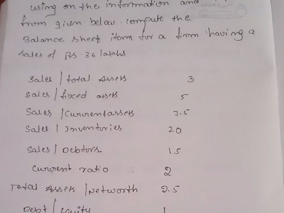 Using the information from given below, | StudyX