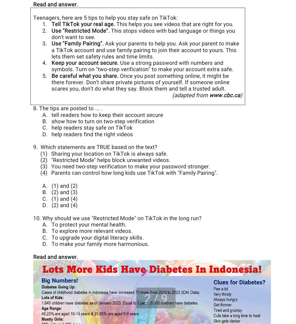 Read and answer. Teenagers, here are 5 tips | StudyX