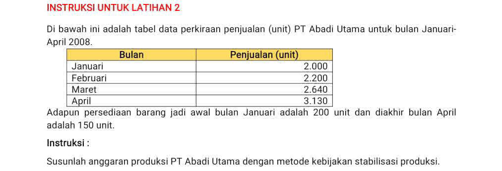 Berikut adalah tabel data perkiraan | StudyX