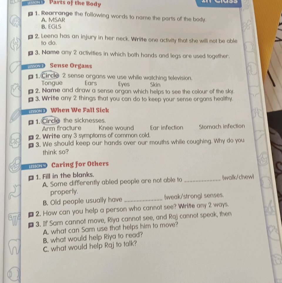 LESSON 1 Parts of the Body 1. Rearrange the | StudyX