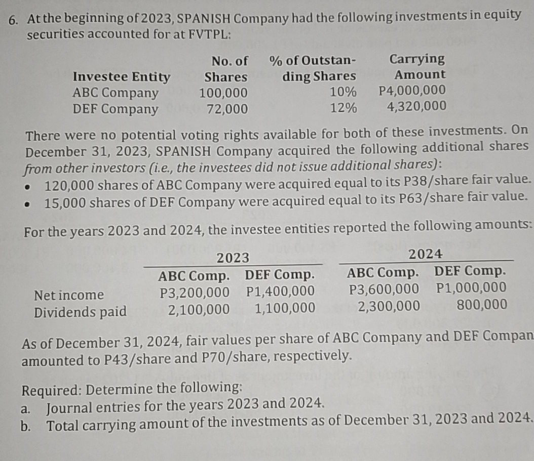 6. At the beginning of 2023, SPANISH Company | StudyX