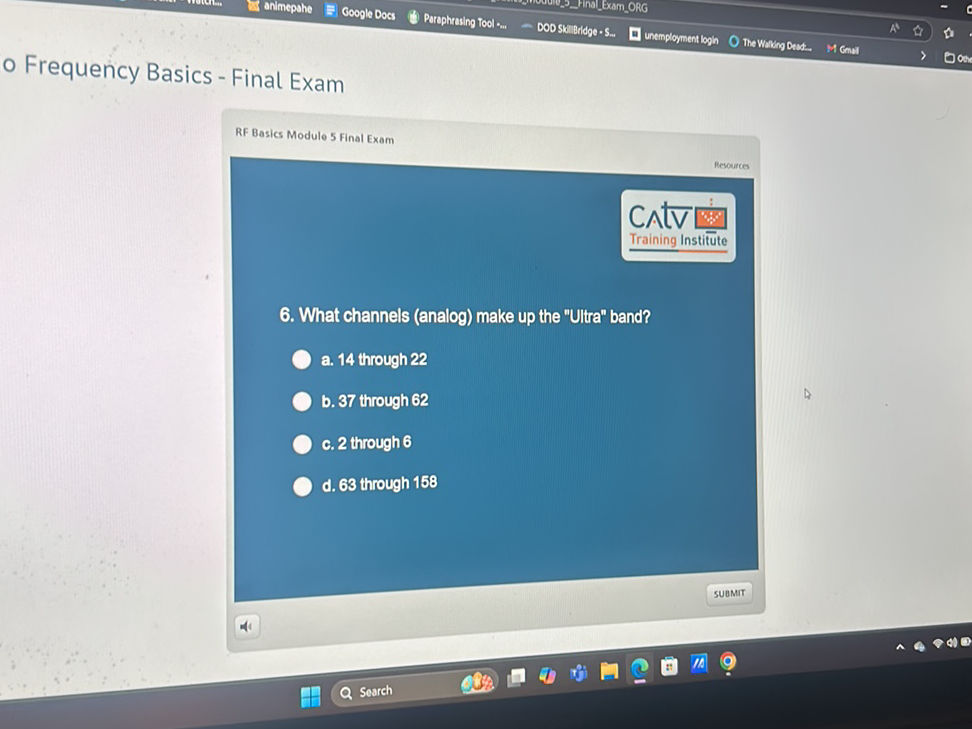 6. What channels (analog) make up the | StudyX