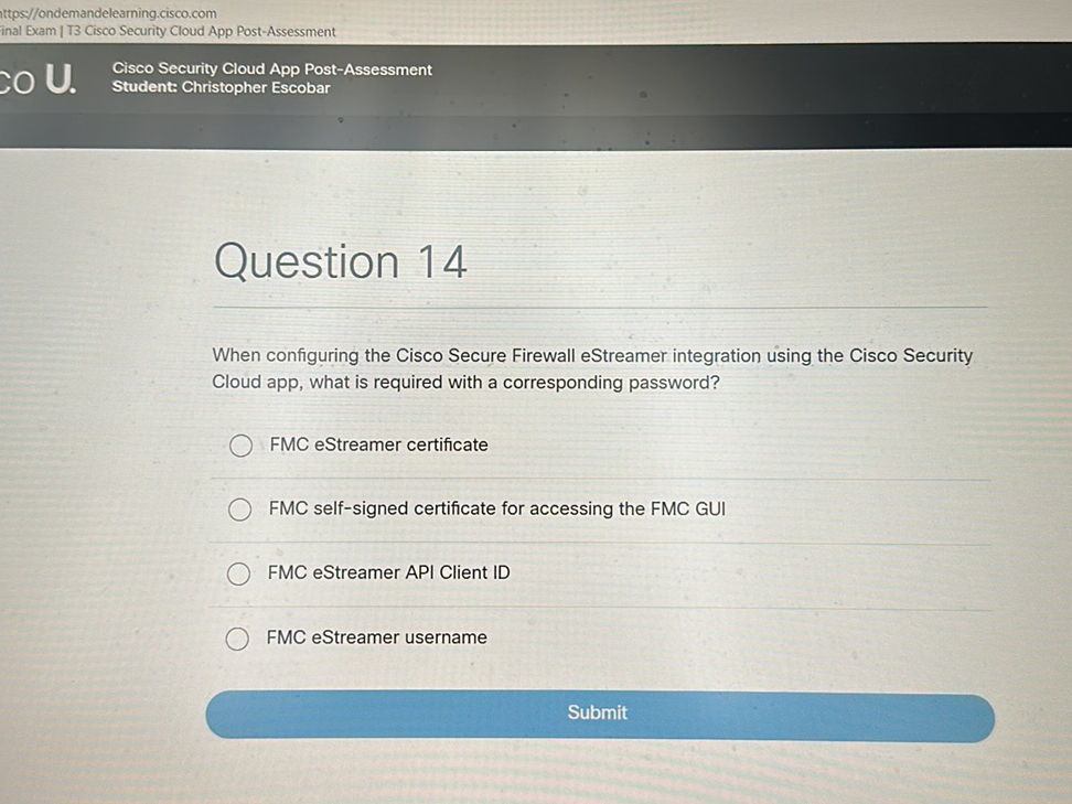 Question 14 When configuring the Cisco | StudyX