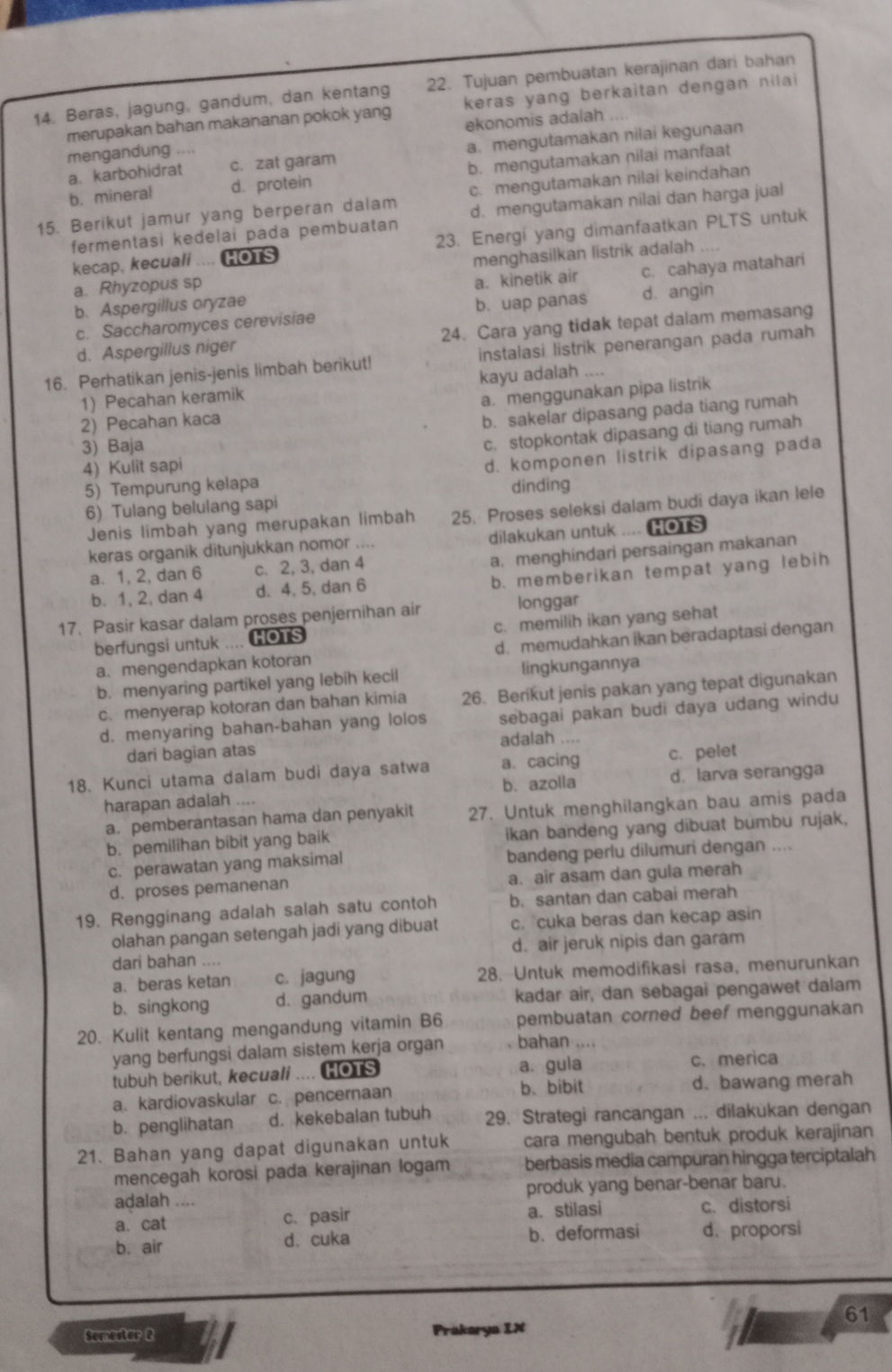 14. Beras, jagung, gandum, dan kentang | StudyX