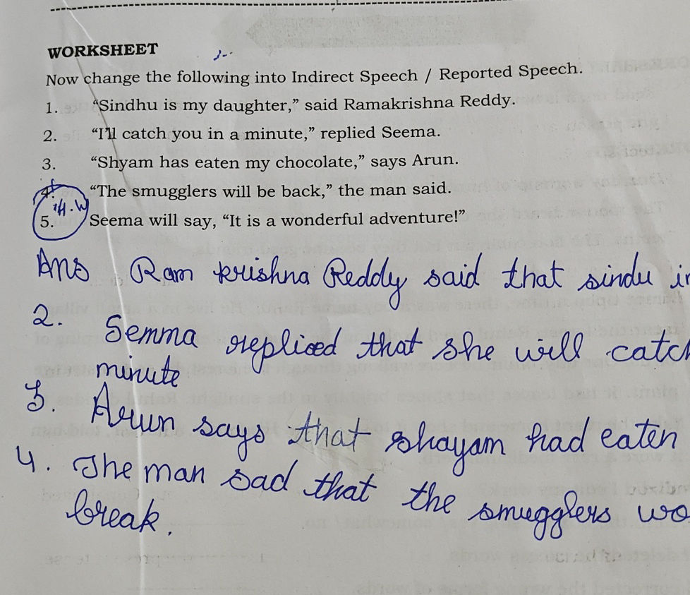 Now change the following into Indirect | StudyX