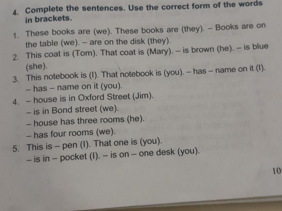 4. Complete the sentences. Use the correct | StudyX