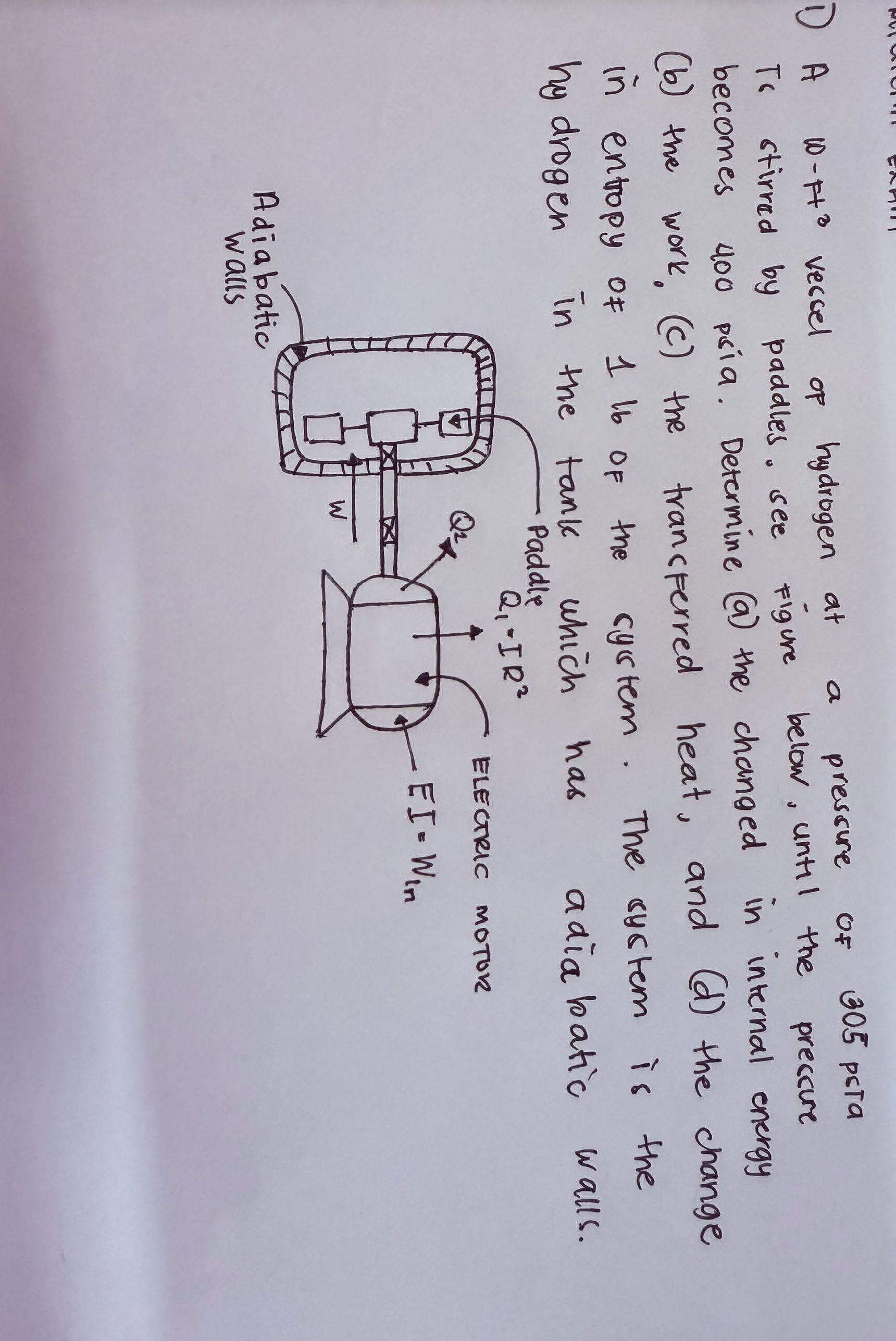 1) A 10-ft³ vessel of hydrogen at a pressure | StudyX