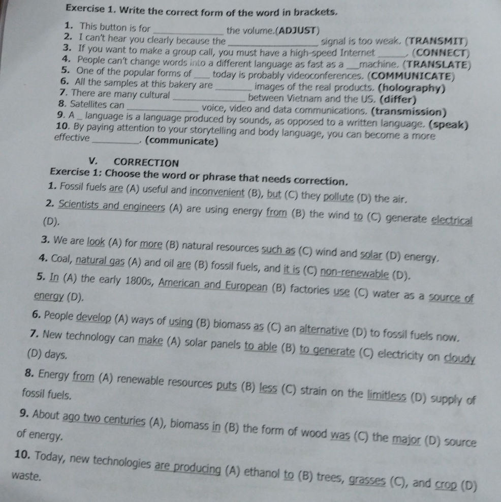 Exercise 1. Write the correct form of the | StudyX