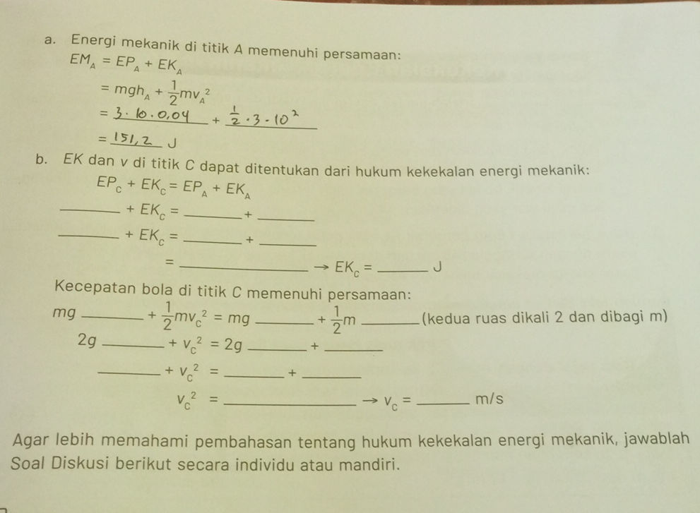 a. Energi mekanik di titik A memenuhi | StudyX