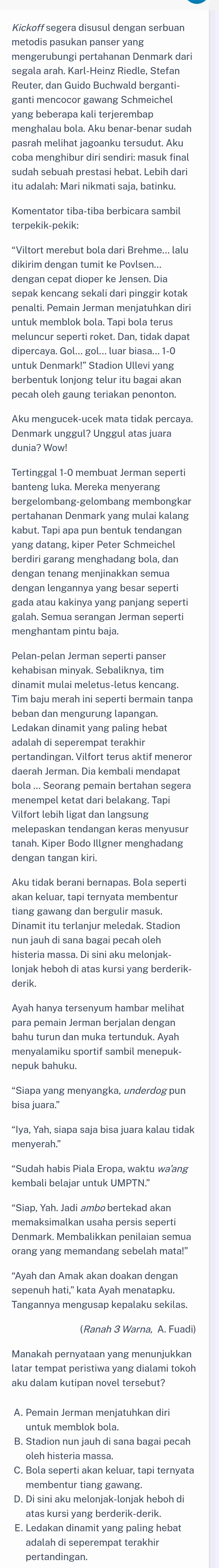 Manakah pernyataan yang menunjukkan latar | StudyX