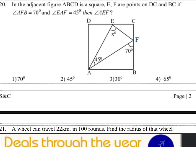 In the adjacent figure ABCD is a square, E, | StudyX